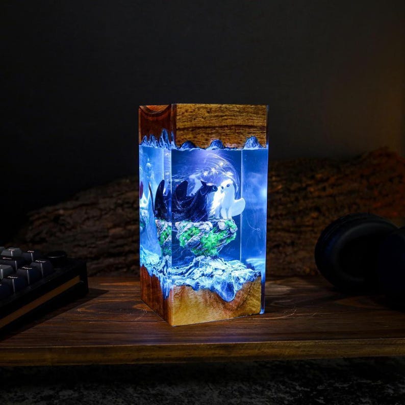 Toothless & Light Fury Lamp V4, HTTYD How to Train Your Dragon Resin ...