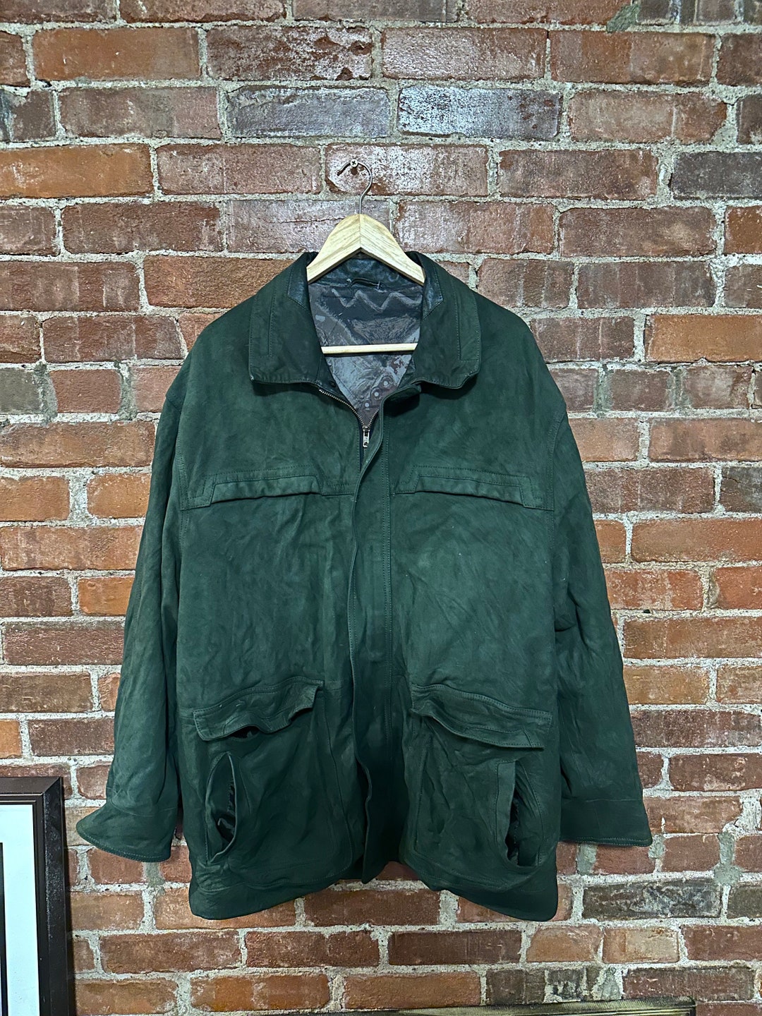 Vintage Green Spanish Leather Jacket - Etsy