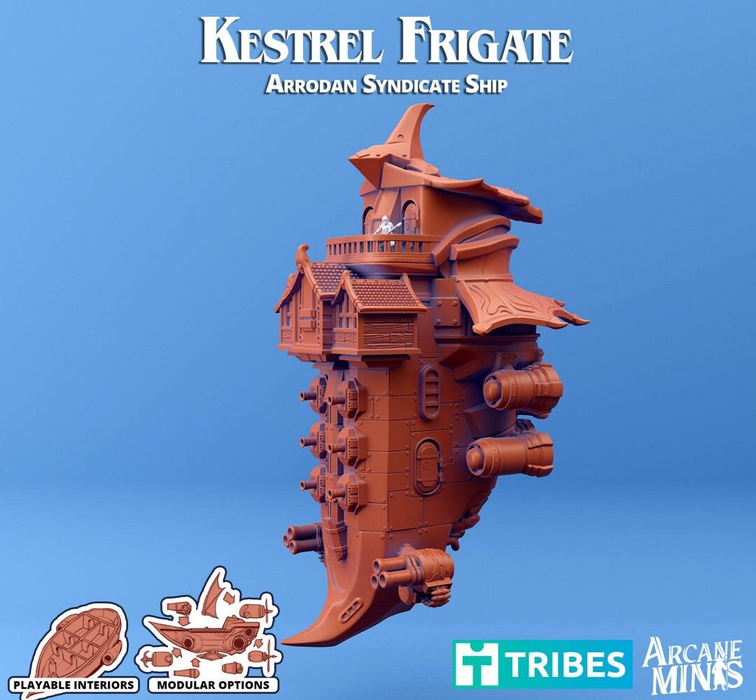 Kestrel Frigate - PLAYABLE SIZE | Arcane Minis - Skies of Sordane ...