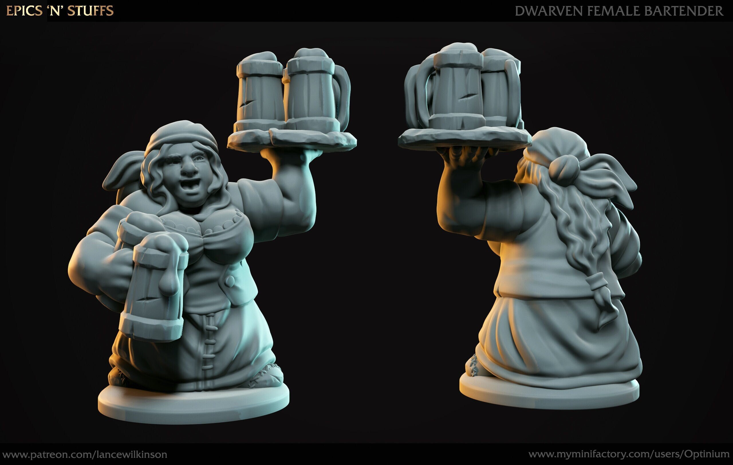 Dwarven Barkeep 3 Poses - Etsy