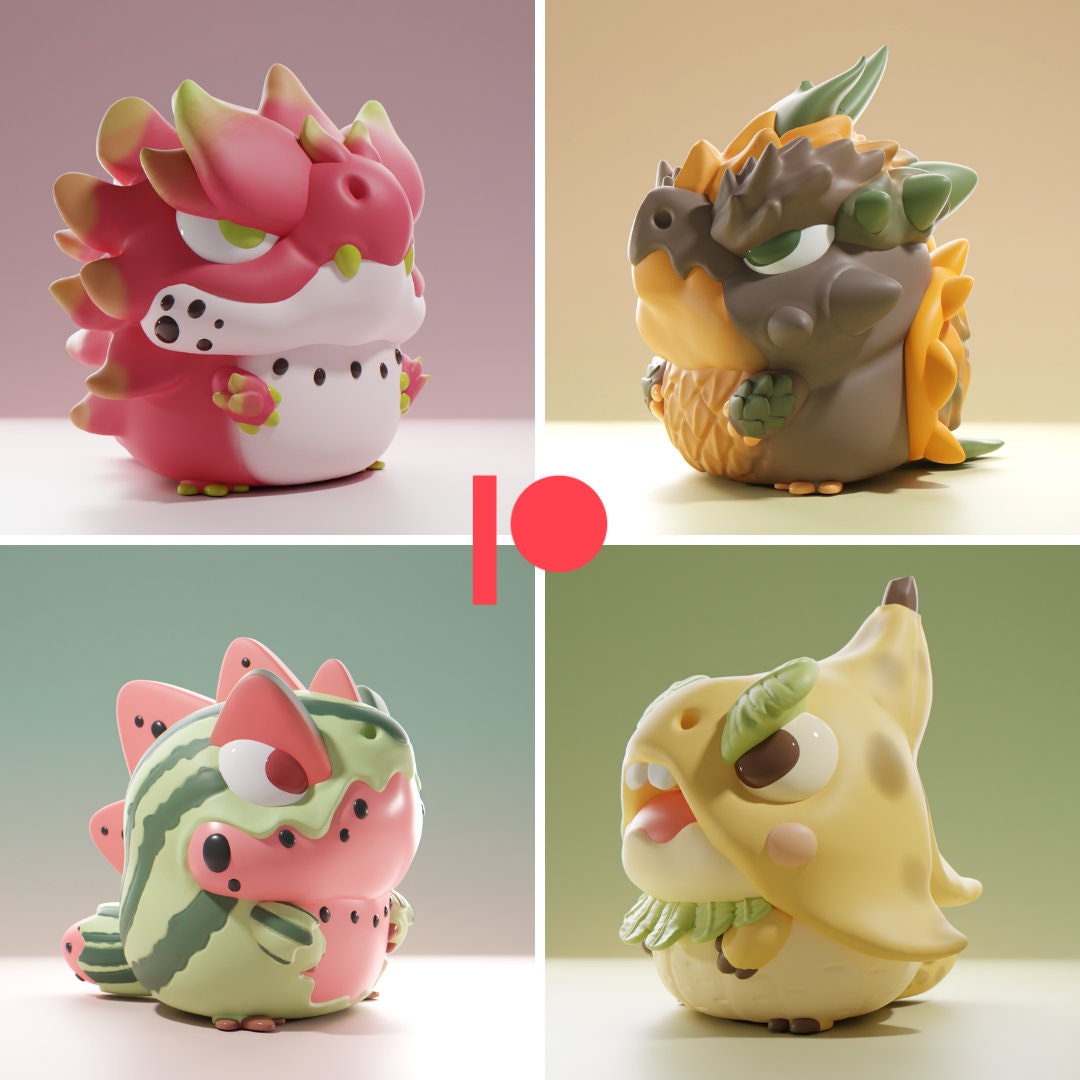 Fruit Dragons - Banana, Dragonfruit, Watermelon, Pineapple | Grumpii | Chonki Boi Mini | Art Toy ...