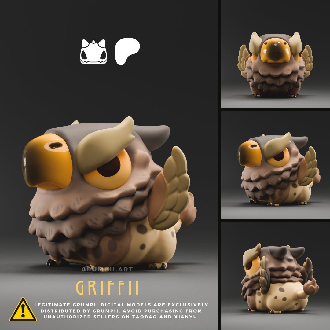 Griffii - Greek Mythos | Grumpii | Chonki Boi Mini | Art Toy | Chibi - Etsy