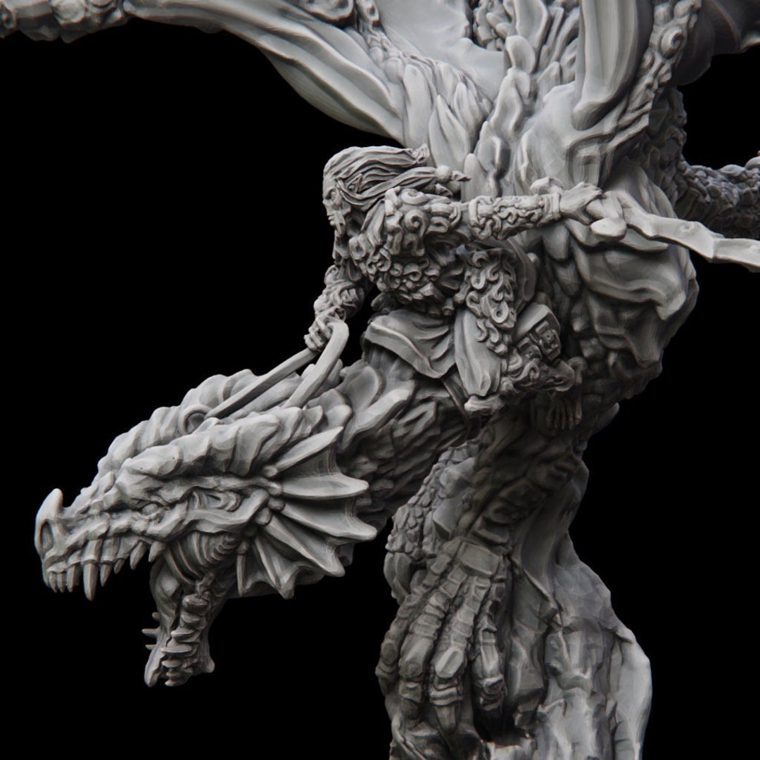 Red Dragon & Rider - RESIN - Printed Obsession-, Dungeons and Dragons ...