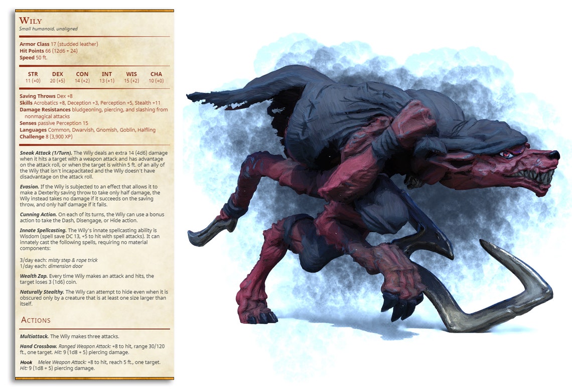 Wily The Shadow Kobold Deity Fight Club Kurtulmak | Etsy