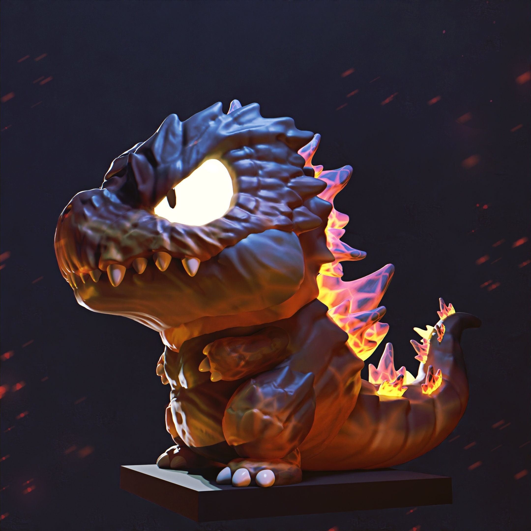 Kaiju King Godzilla Grumpii Chonki Boi Mini Art Toy - Etsy