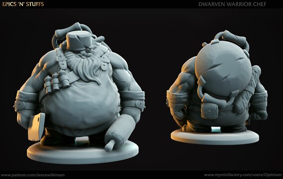 Dwarven Chef Warrior Chef 3 Poses RESIN Epics N Stuff | Etsy
