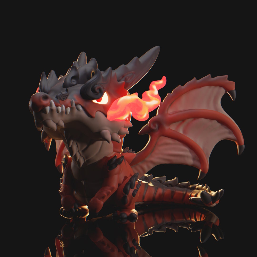 Fiery Dragon | Grumpii | Chonki Boi Mini | Art Toy | Chibi - Etsy