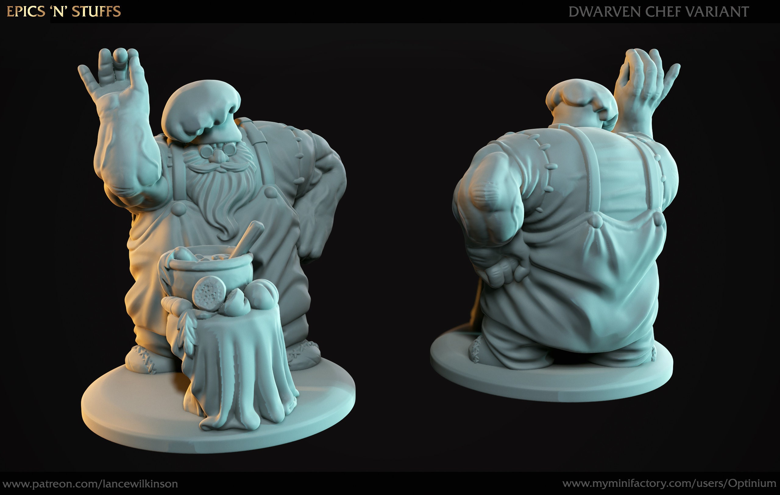 Dwarven Chef | Warrior Chef | 3 Poses | RESIN - Epics N Stuff | Dwarf ...