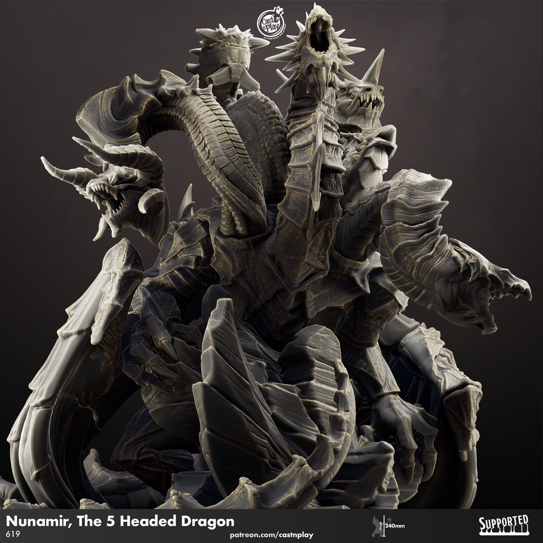 Nunamir, the 5-headed Dragon | Boss Dragon | RESIN - Etsy