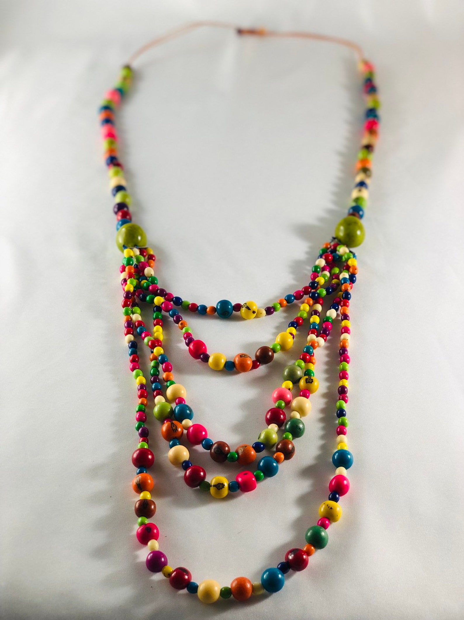 Collar multicolor, collar de declaración Tagua collar rústico, collar ...