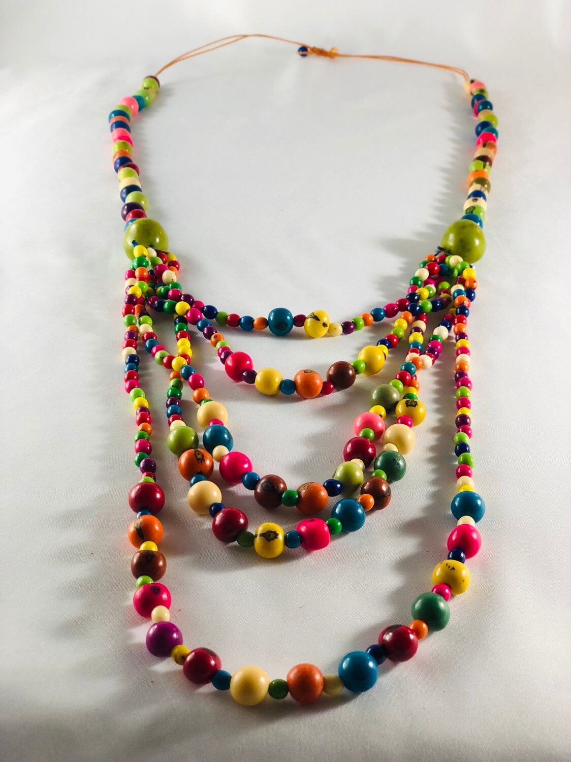 Collar multicolor, collar de declaración Tagua collar rústico, collar ...