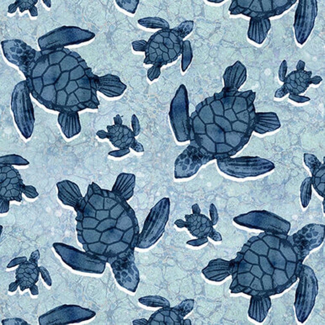 Seaside Serenity Fabric Turtles Light Blue 2009-70 bk104 - Etsy