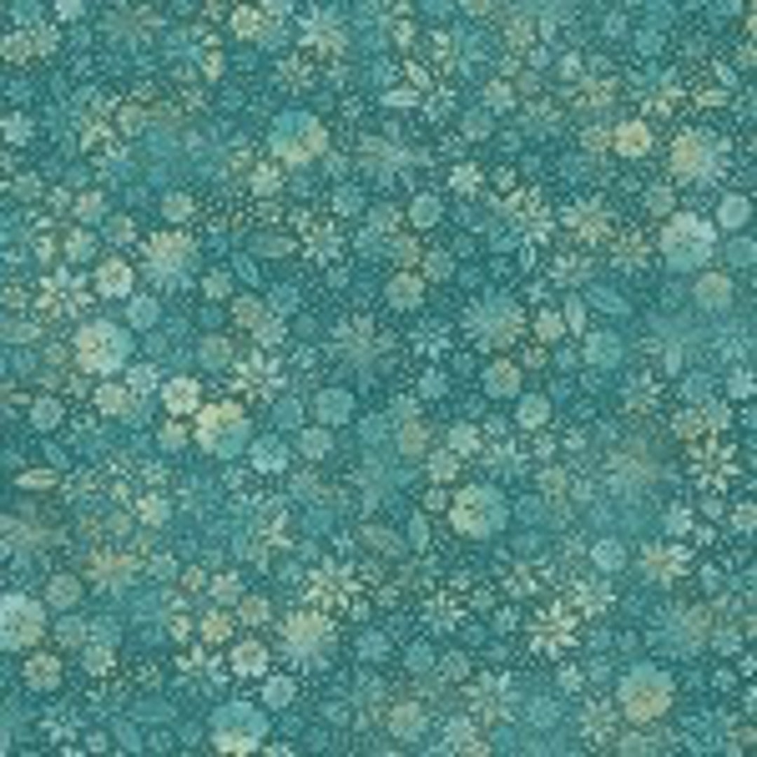 Forest Chatter Fabric Turquoise Flowers D10296M-Q ms135 - Etsy