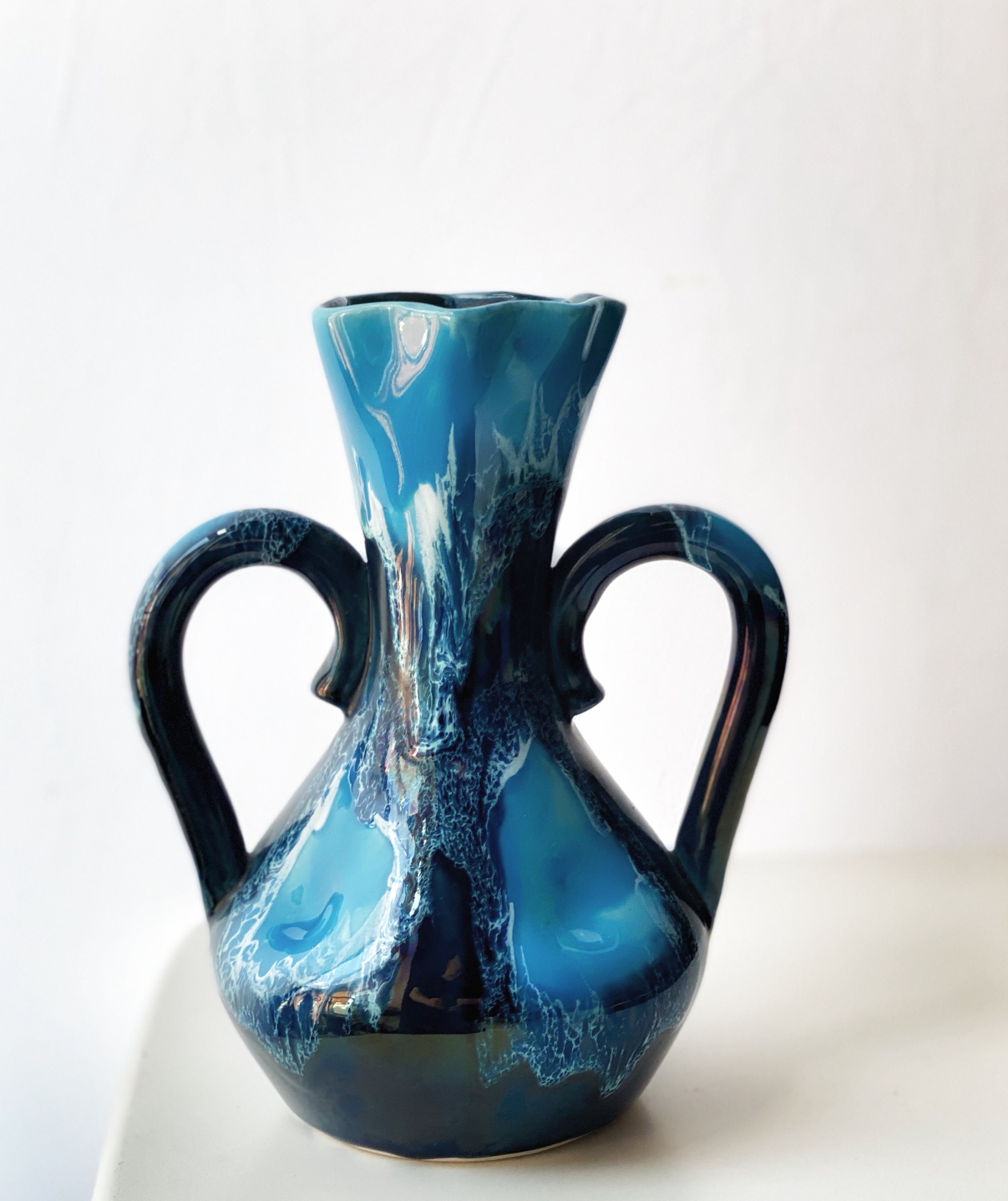 1960s Vallauris French Blue Pottery Small Jug Fat Lava Mid - Etsy