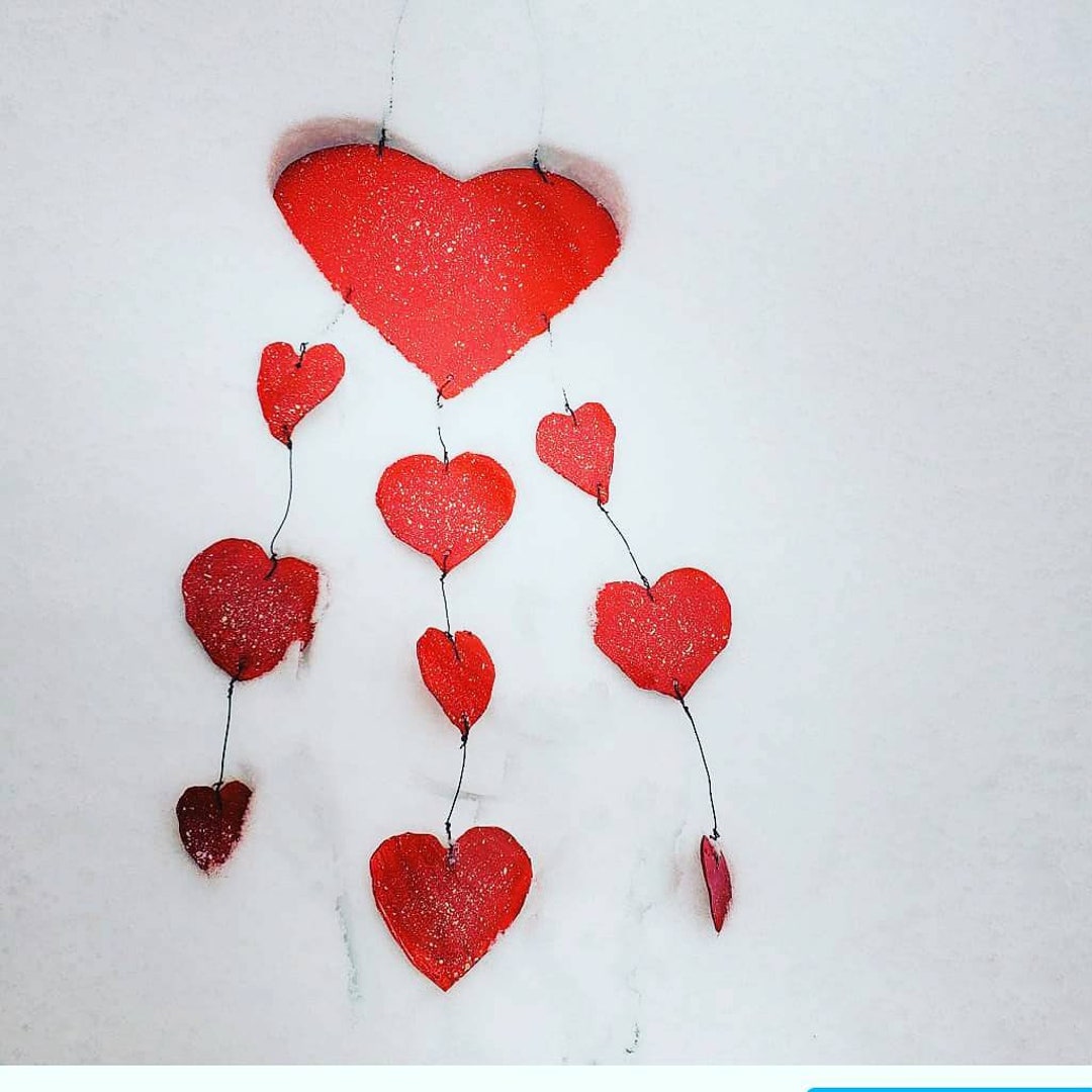 Metal Heart Windchime, Red Heart Shaped Windchime, Windchime Gift, Red ...