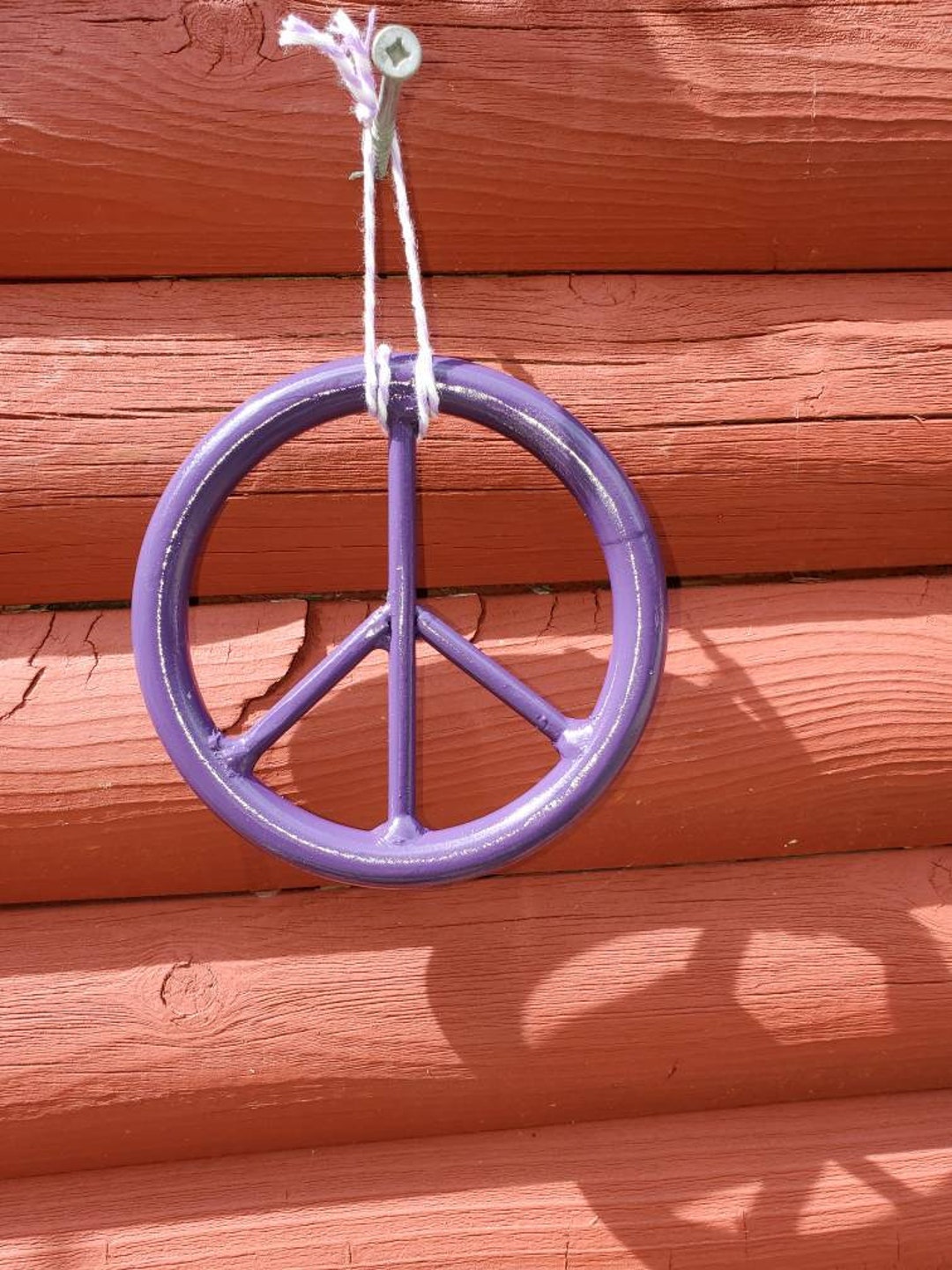 Purple Peace Sign, Peace Sign Wall Hanging, Peace Sign Gift, Metal ...