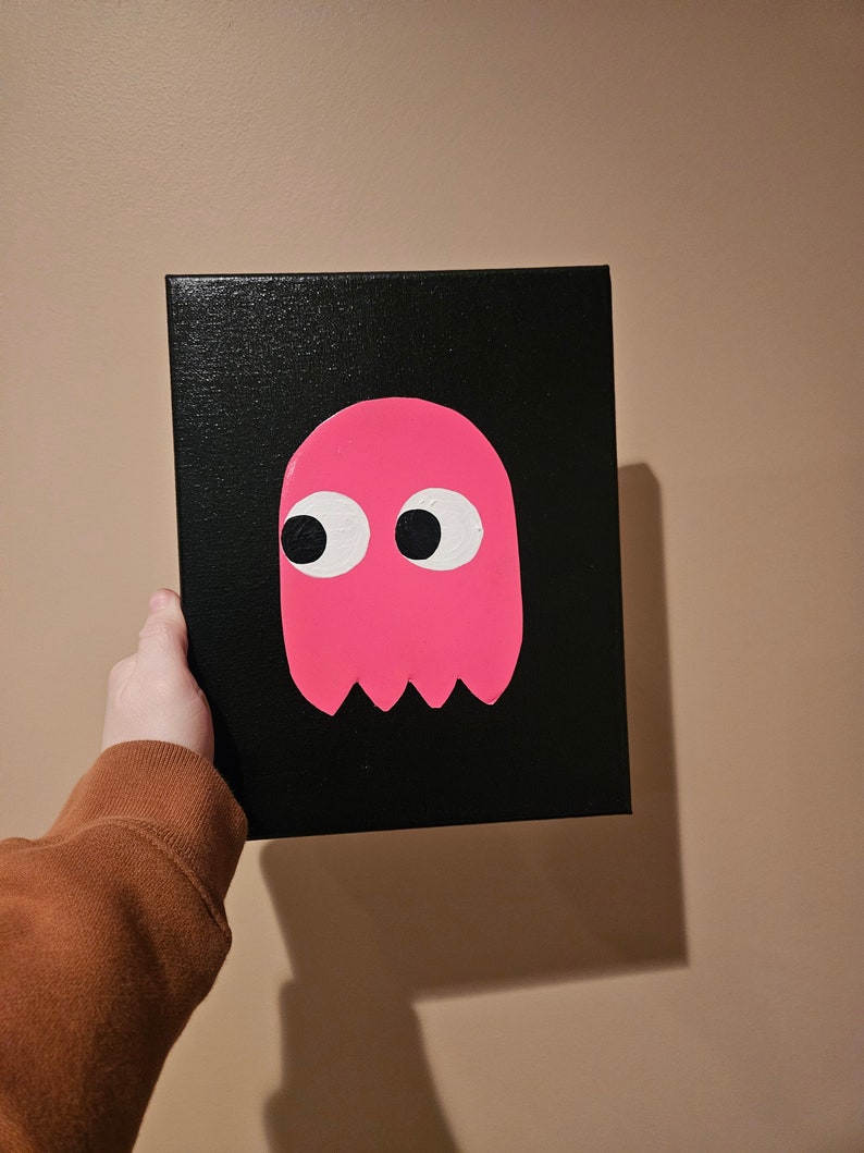 Pac Man Painting, Pinky Pac Man, Retro Pac Man, - Etsy
