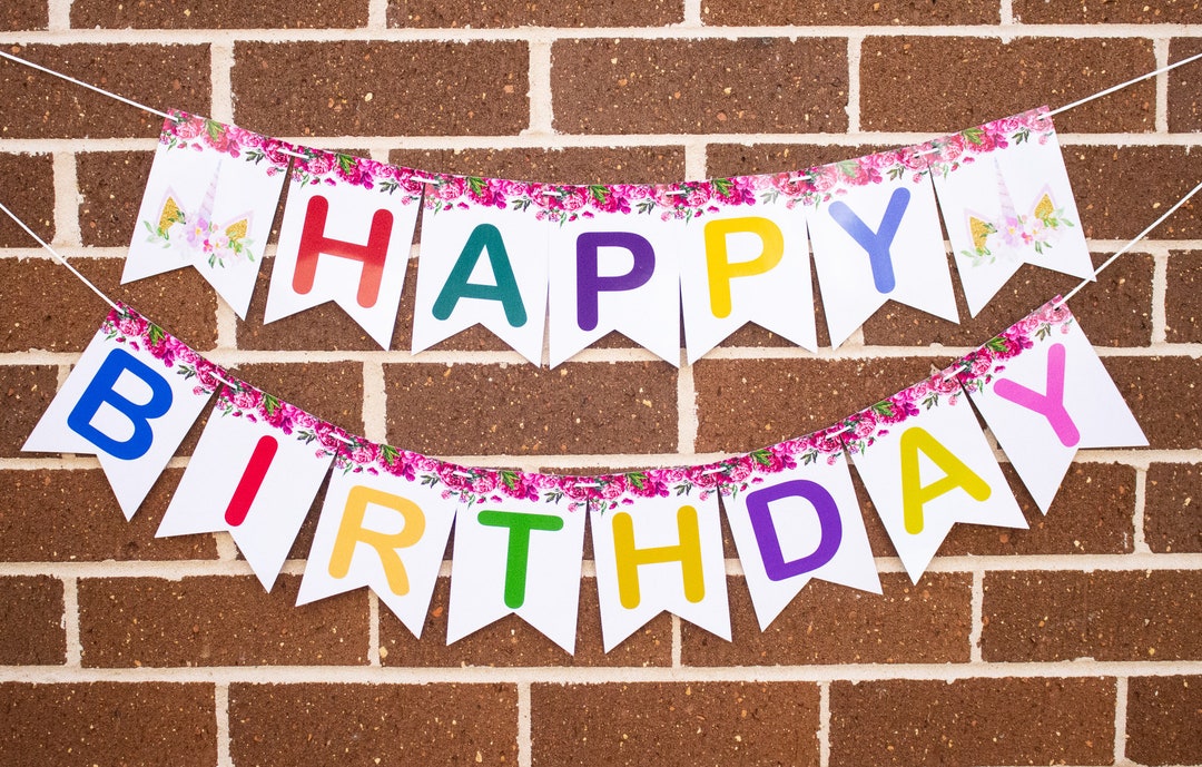 Unicorn Happy Birthday Banner Unicorn Birthday Banner Color Birthday ...
