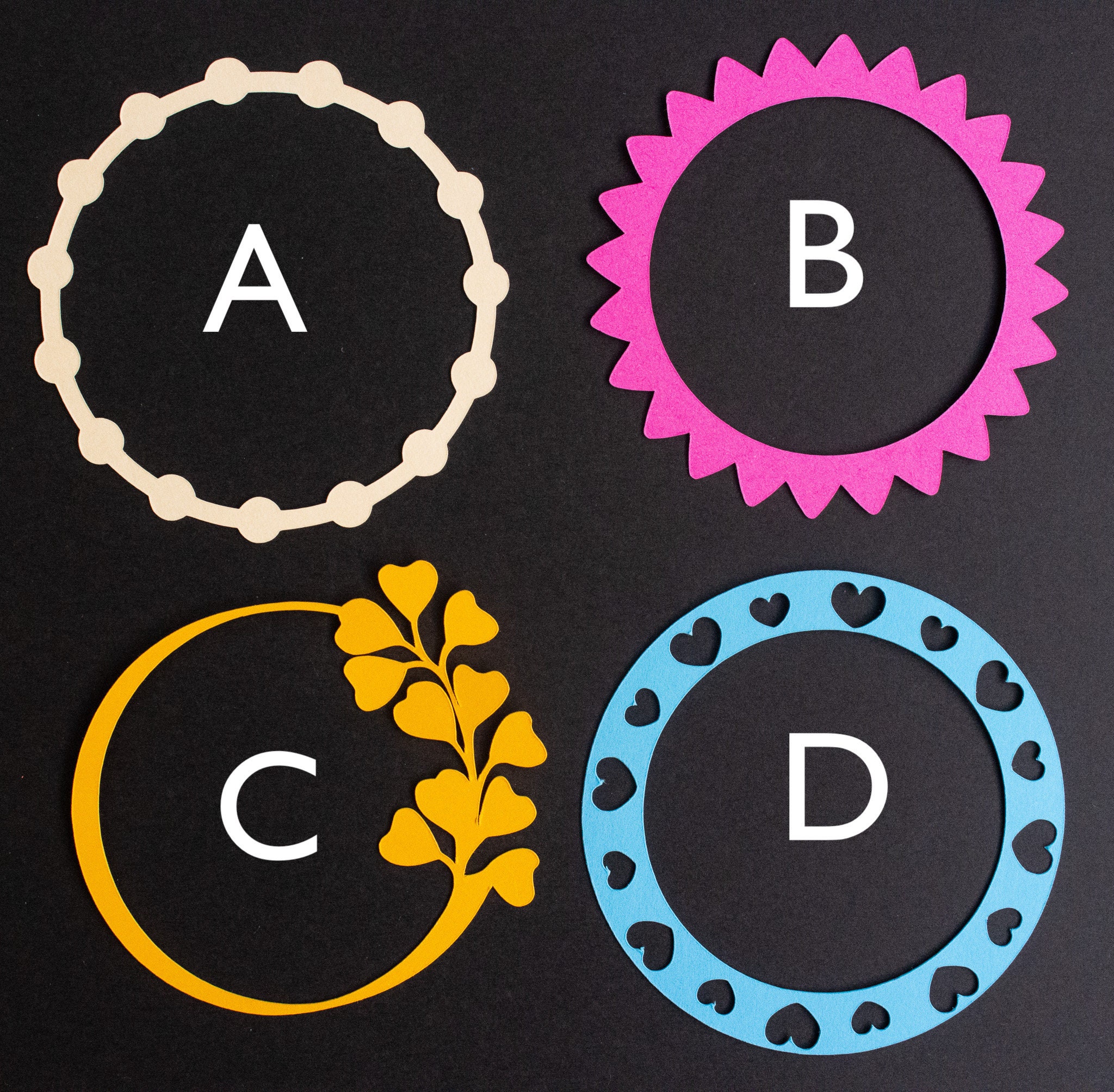 Round Frame Die Cuts Circle Frame Card Toppers Colorful Frame Die Cuts ...