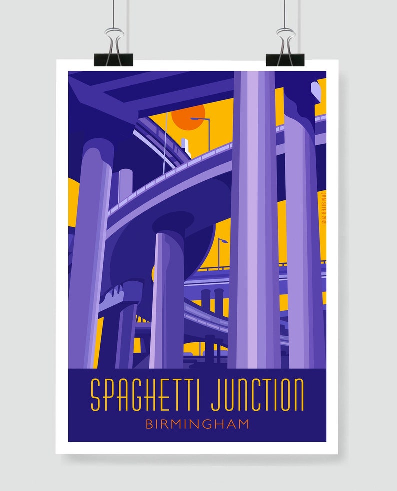 Spaghetti Junction Travel Poster Original Art Print, Wall Art Decor ...