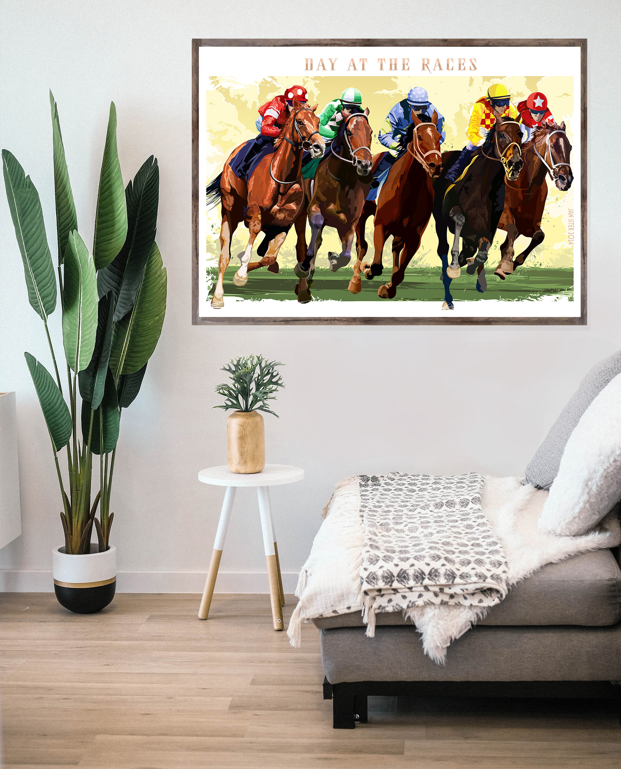 Day at the Races Print - Horse Racing Poster, Horse Racing Print Gift ...