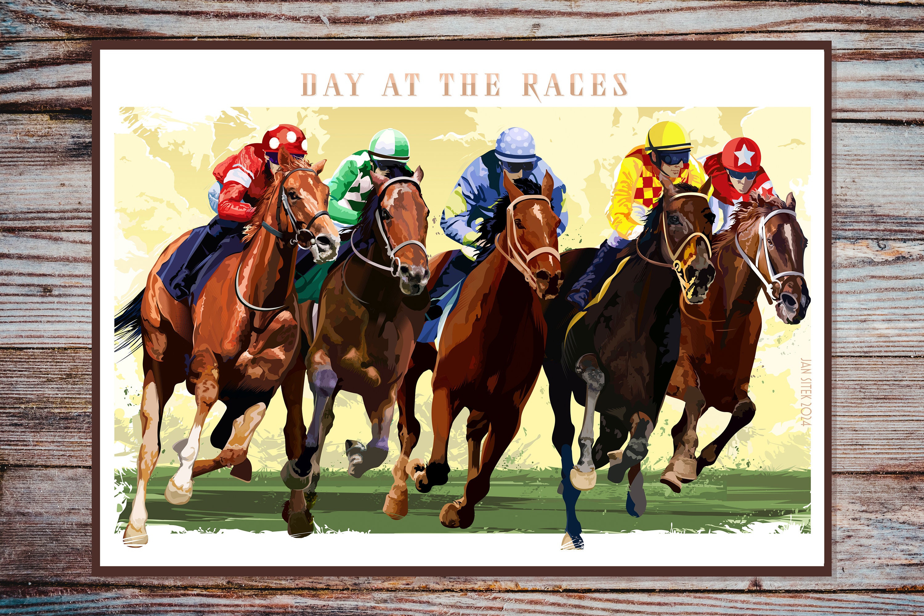 Day at the Races Print Horse Racing Poster, Horse Racing Print Gift ...