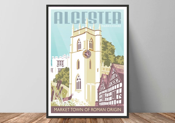 Alcester Warwickshire Poster Art Print Midlands Local Travel | Etsy