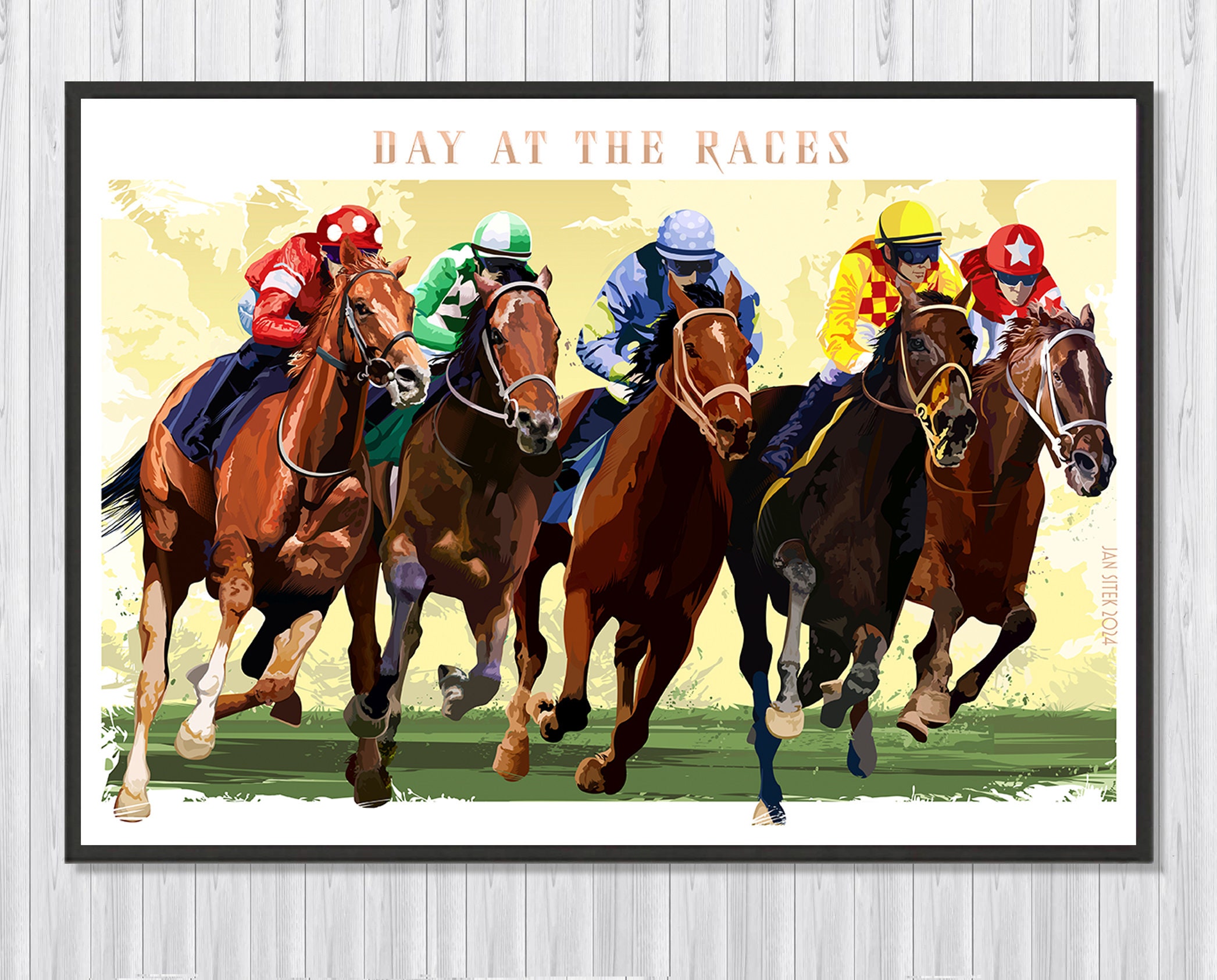 Day at the Races Print Horse Racing Poster, Horse Racing Print Gift ...