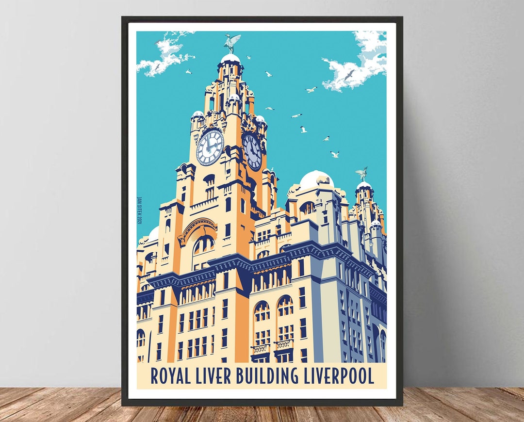 Royal Liver Building Liverpool Travel Poster Minimalist Art Print Wall ...