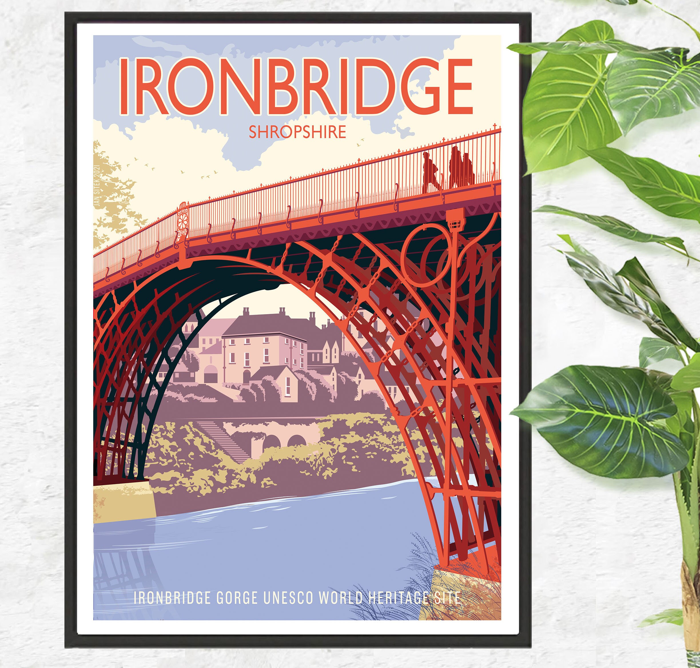 Ironbridge Travel Poster, Telford Shropshire Print, River Severn ...