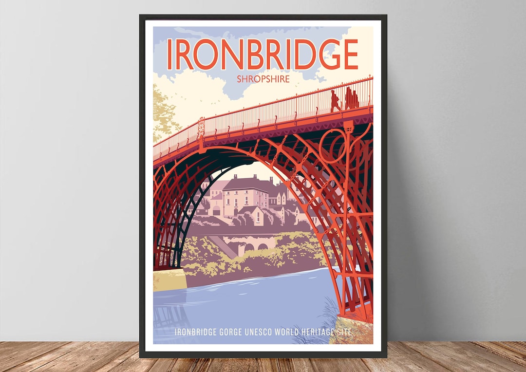 Ironbridge Travel Poster, Telford Shropshire Print, River Severn ...