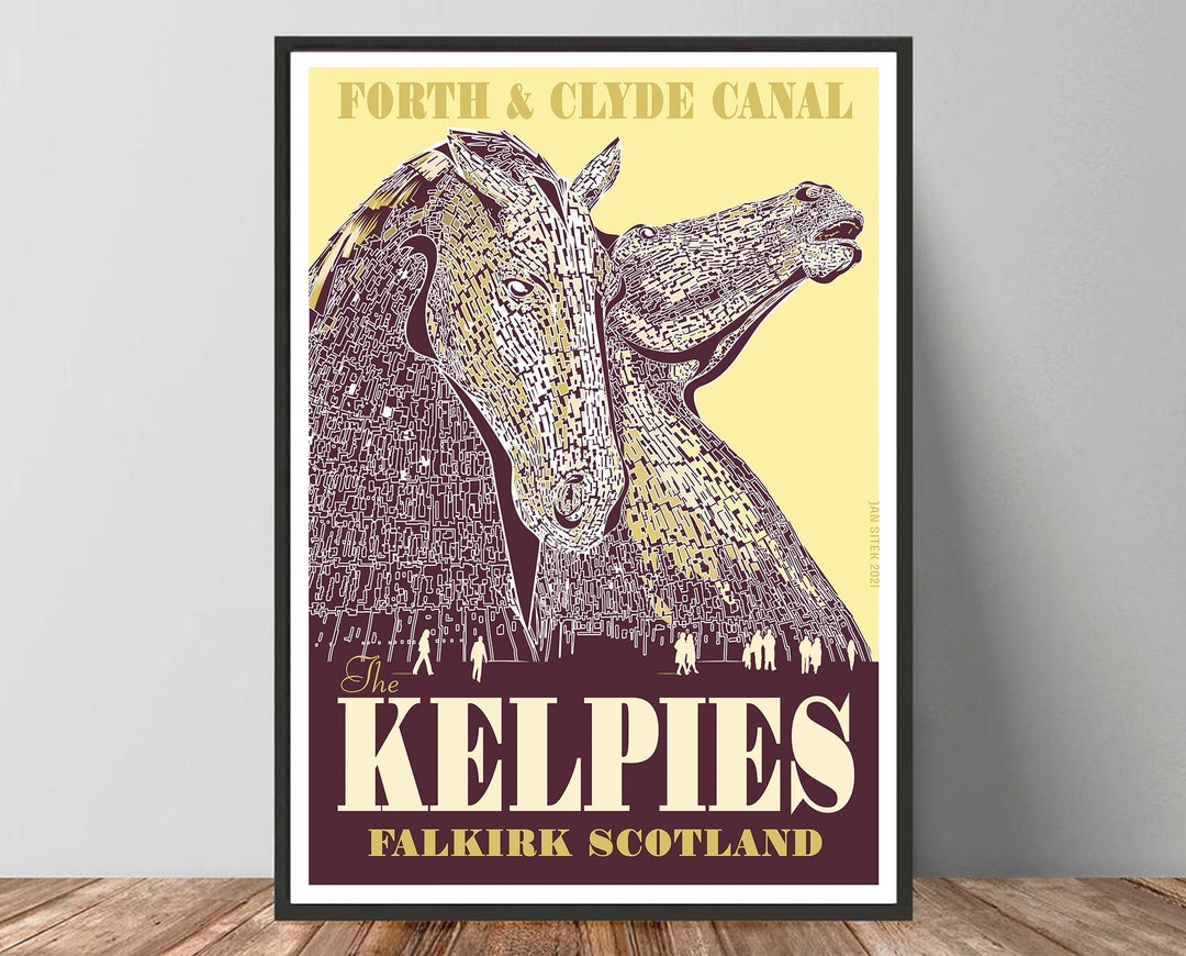 The Kelpies Art Print/travel Poster the Helix Falkirk Forth and Clyde ...