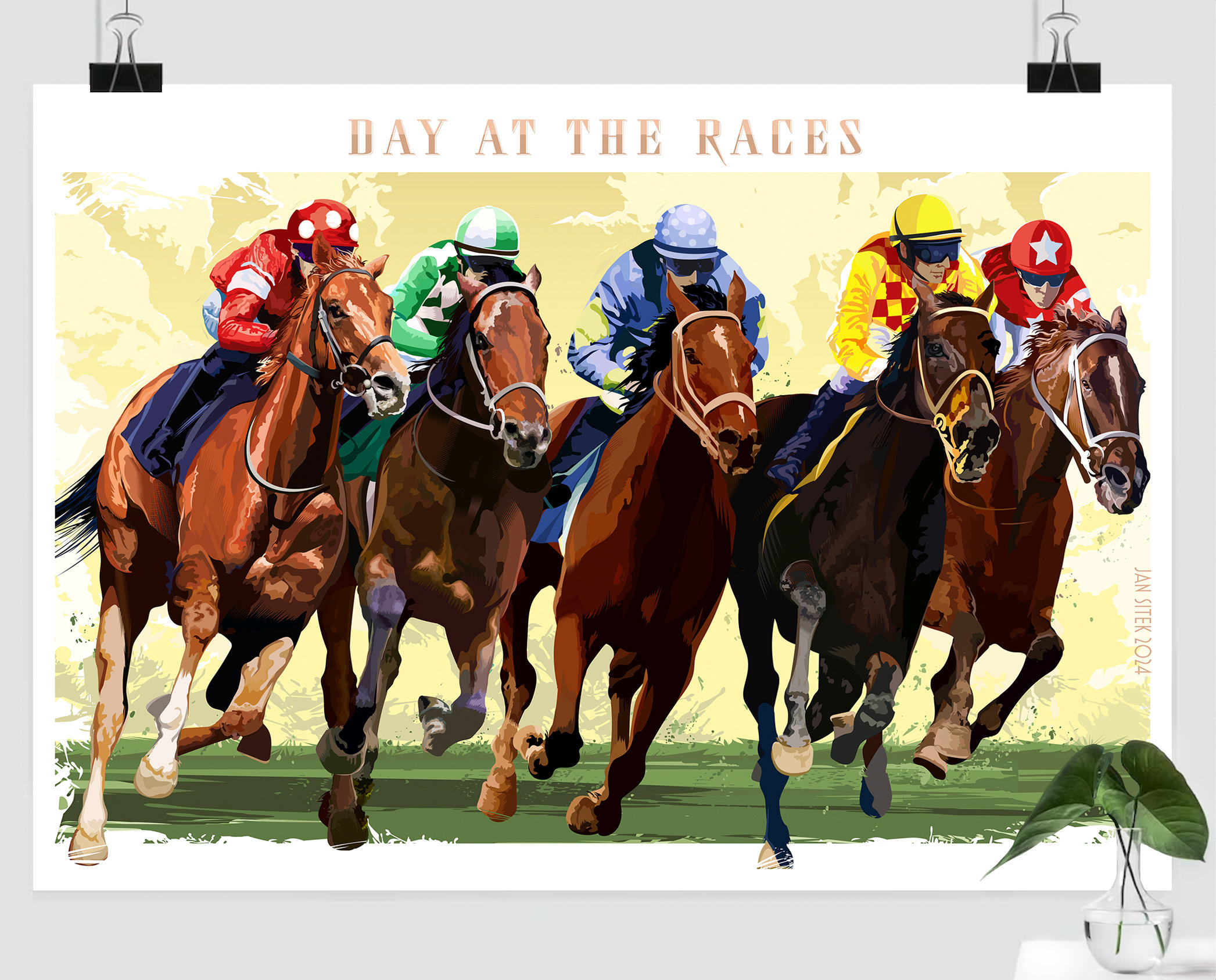 Day at the Races Print - Horse Racing Poster, Horse Racing Print Gift ...