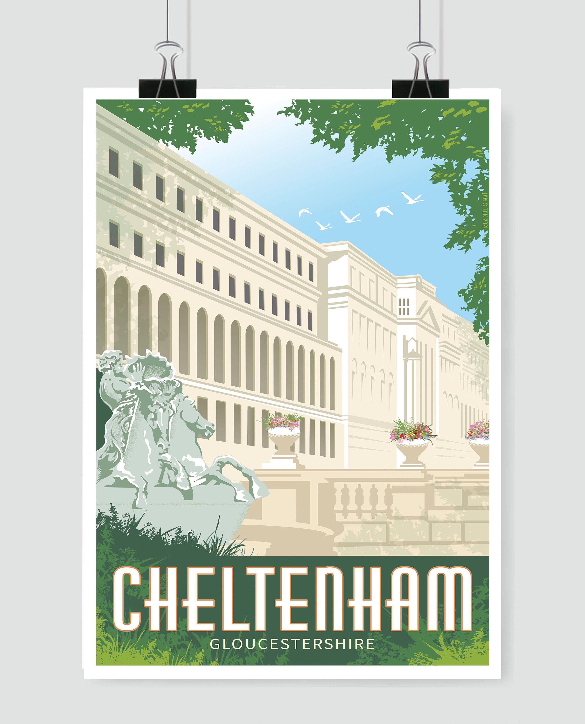 Cheltenham Spa Town Travel Poster Original Art Print, Wall Art Decor - Etsy