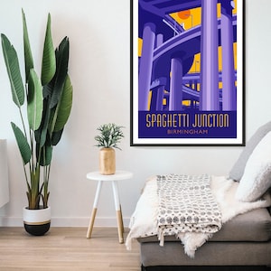Spaghetti Junction Travel Poster Original Art Print, Wall Art Decor ...