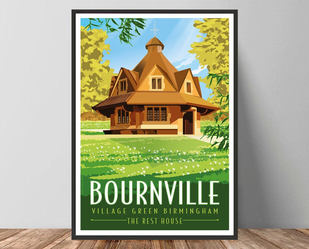 Bournville Village Green Travel Poster "the Rest House" Original Art ...