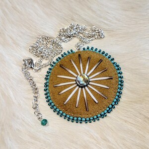 Nativemade Abalone and Porcupine Quill Beaded Medallion Necklace - Etsy
