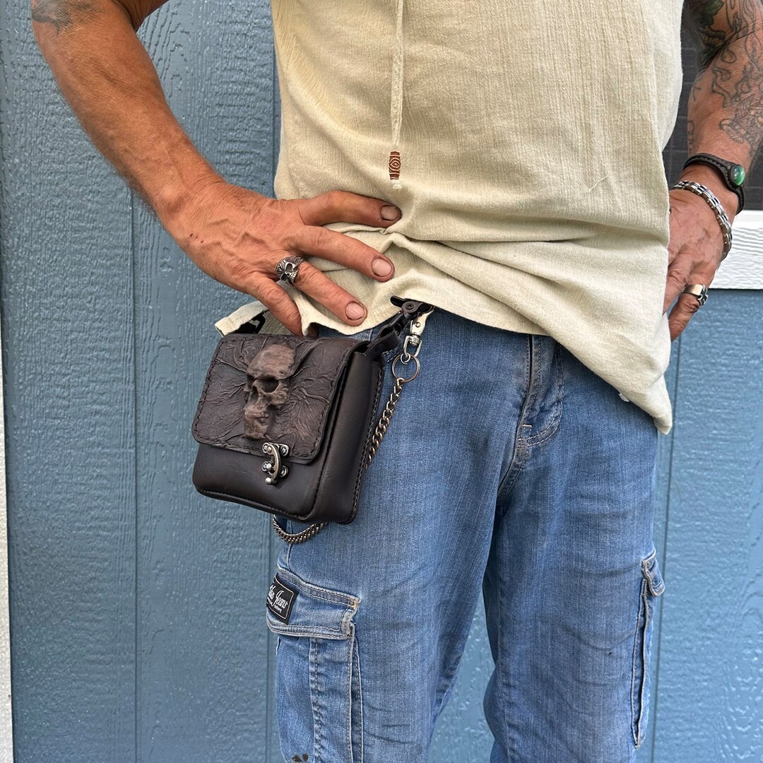 Made to Order-handcrafted Vegetal Leather Multifunctional Rustic Black ...