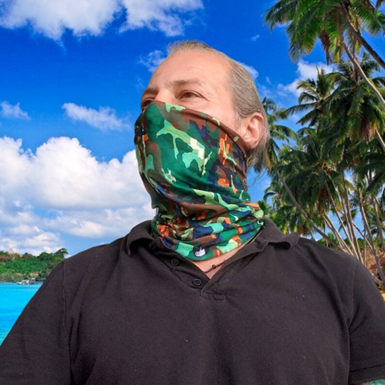 Neck Gaiter-face Mask-head Scarves-headband-pixel Camo-green - Etsy