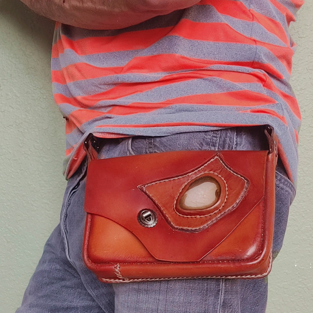 Handcrafted Vegetal Leather Multifunctional Color Belt Brown Bag With ...