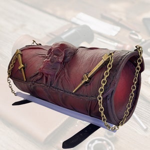Made to Order-handcrafted Leather Genuine Red Tool Bag With Embossed ...