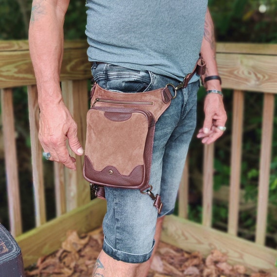 Large Soft Genuine Leather Drop Leg Bag With Comfortable and - Etsy