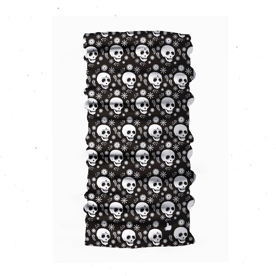 Kids Neck Gaiter - Face Mask - Skull Black Kids Bandana - Black Bandana ...