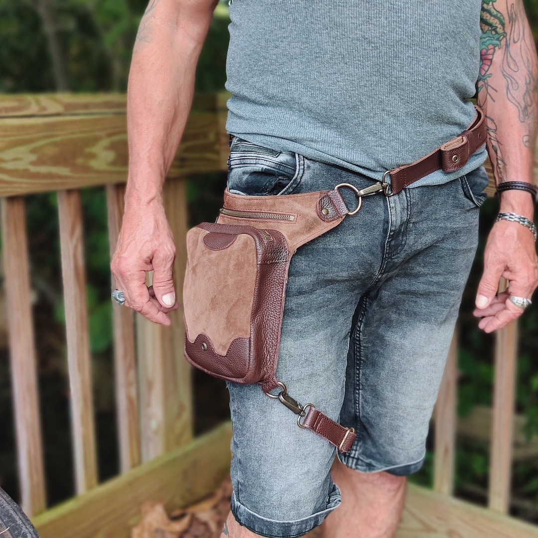 Large Soft Genuine Leather Drop Leg Bag With Comfortable and Adjustable ...