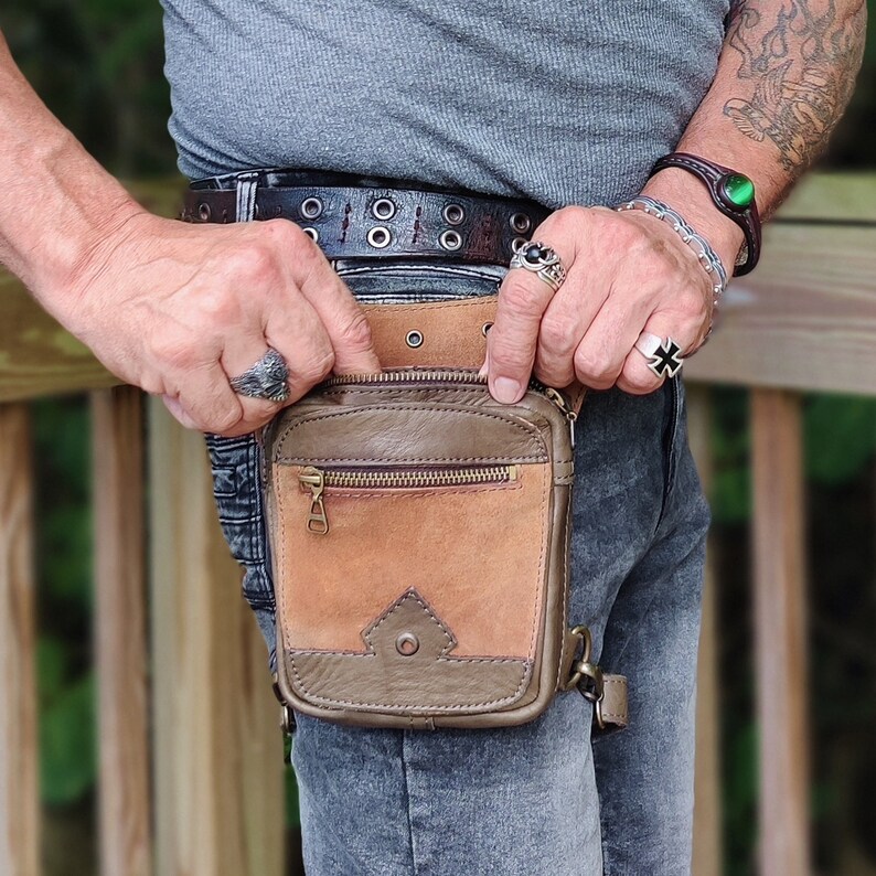 Small Soft Genuine Leather Drop Leg Bag With Comfortable and - Etsy