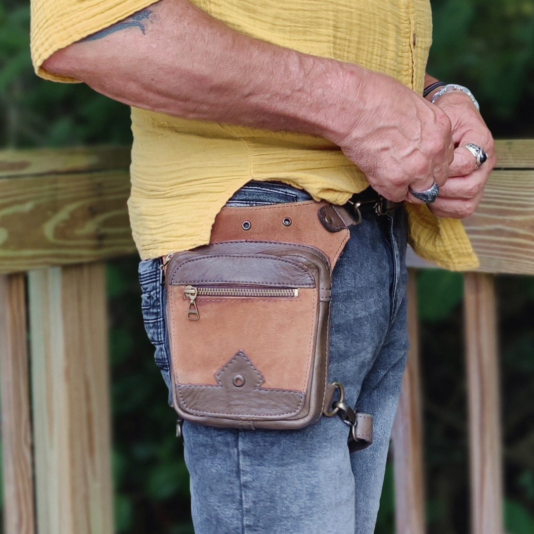 Small Soft Genuine Leather Drop Leg Bag With Comfortable and - Etsy