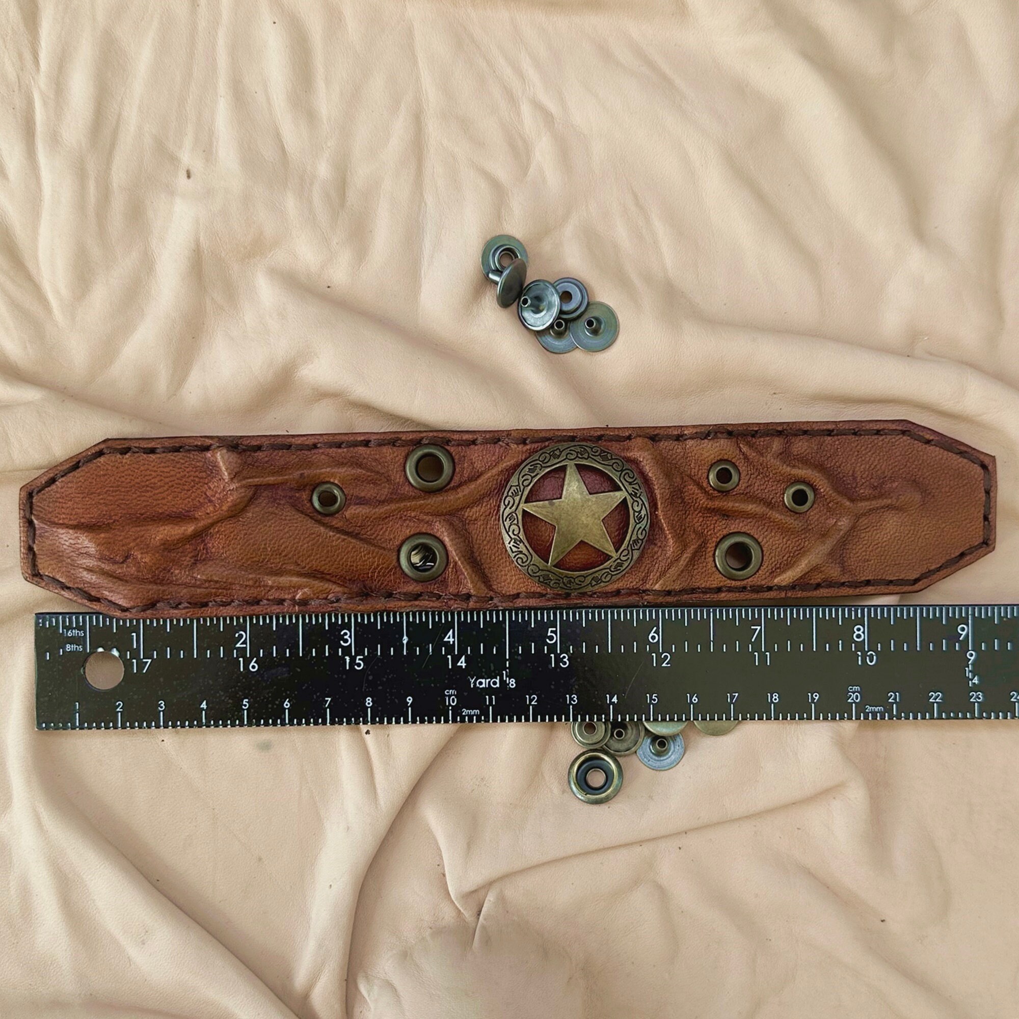 Unique Handcrafted Genuine Tan Leather Texas Star Concho-adjustable ...