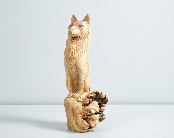 Wood Carving - A Stretching Wolf - Hand Carved Figure - Etsy