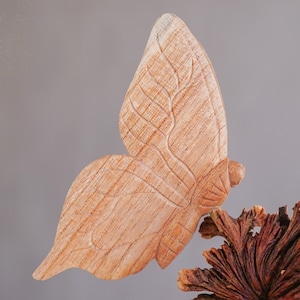Wooden Butterfly Figurine, Personalized, Sculpture, Miniature, Flower ...