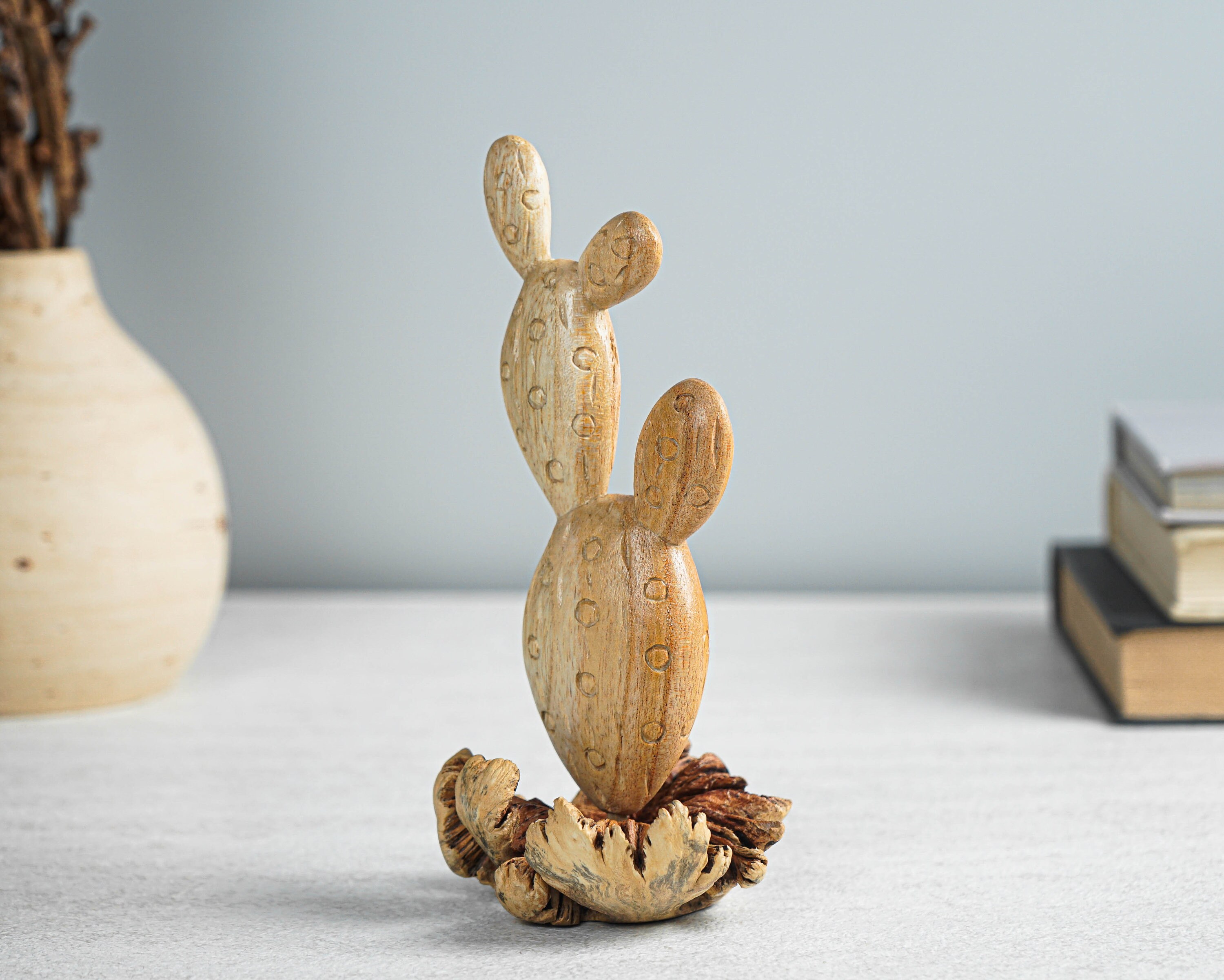 Wooden Cactus Sculpture 6.5 Statue Succulent Plant | Etsy